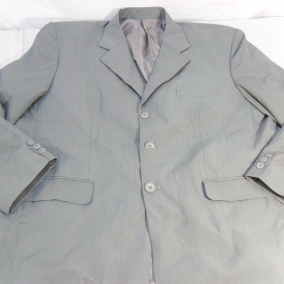 Jackets & Coats | Blazer Greenishgray Gray Silklined Mens Three Button ...